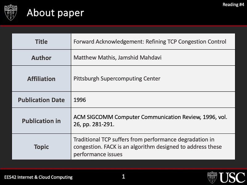 (Reading 04) Forward Acknowledgment: Refining TCP Congestion Control