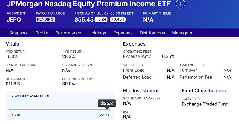 미국 ETF 소개 (12) - JEPQ, 나스닥 투자와 높은 배당금을 동시에