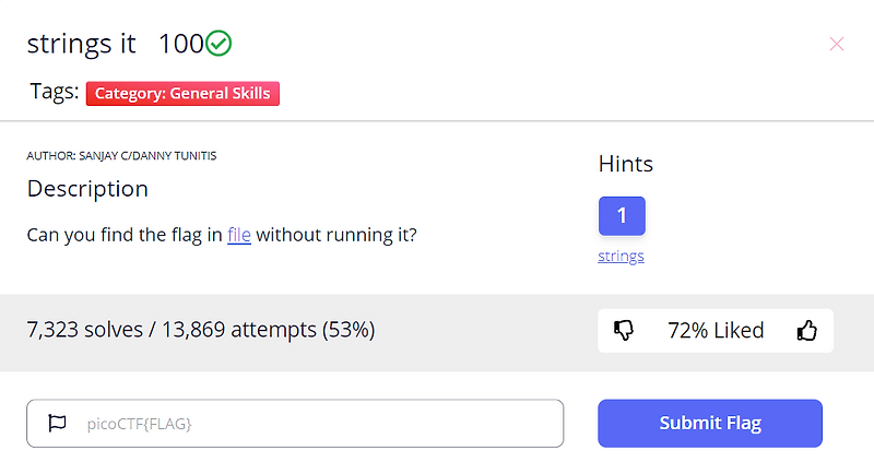[picoCTF][General Skills]strings it 문제 풀이