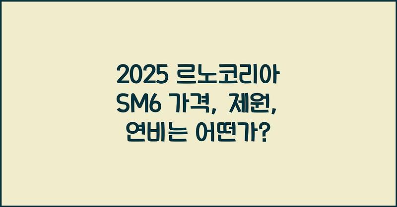 2025 르노코리아 SM6 가격, 제원, 연비는 어떤가?