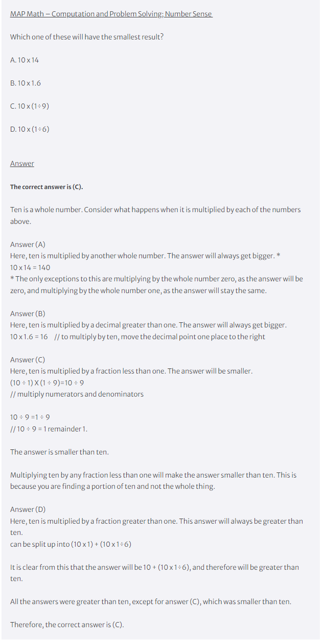 무료 맵 테스트 문제 7학년 Free MAP Test