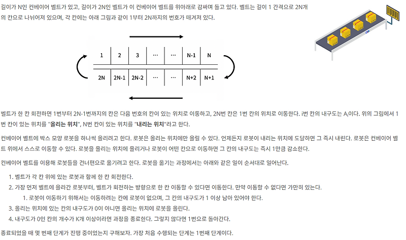 [BOJ] 백준 20055번: 컨베이어 벨트 위의 로봇