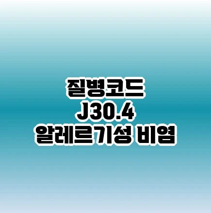 질병코드 J30.4 알레르기성 비염 증상 | 원인 | 치료방법 | 예방방법