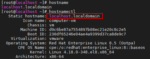 Linux 8 hostname 변경하기 hostnamectl
