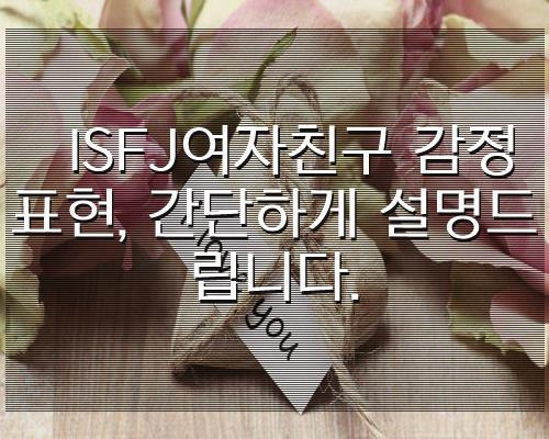 Isfj여자친구 감정 표현 간단하게 설명드립니다