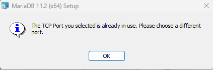 [MariaDB] The TCP Port you selected is already in use... (Windows)