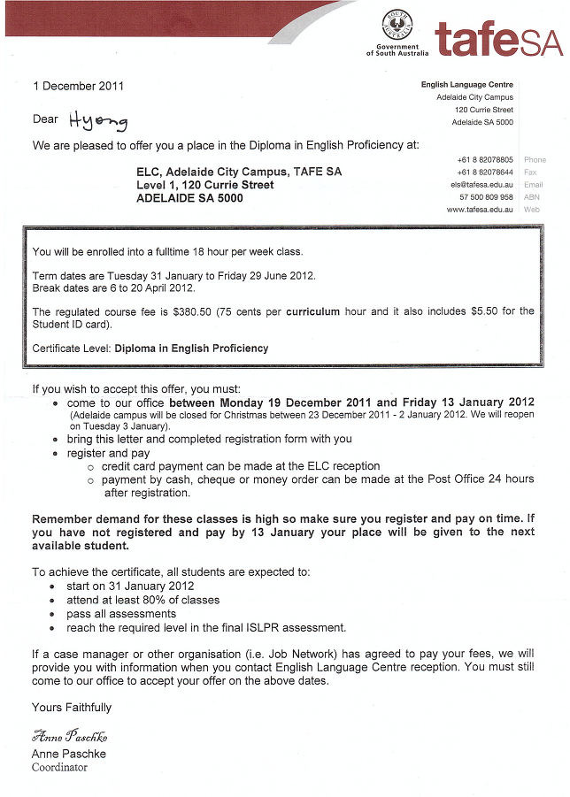 2011년 12월 - TAFE English Course (블로그 90번째 글)