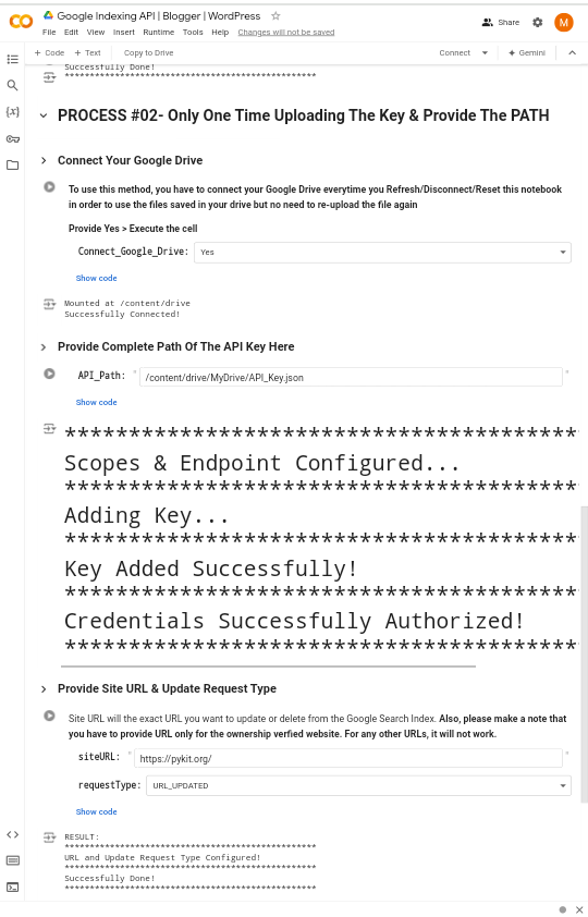 Google indexing API | Tistory.com | Tistory - Colab Google Colab