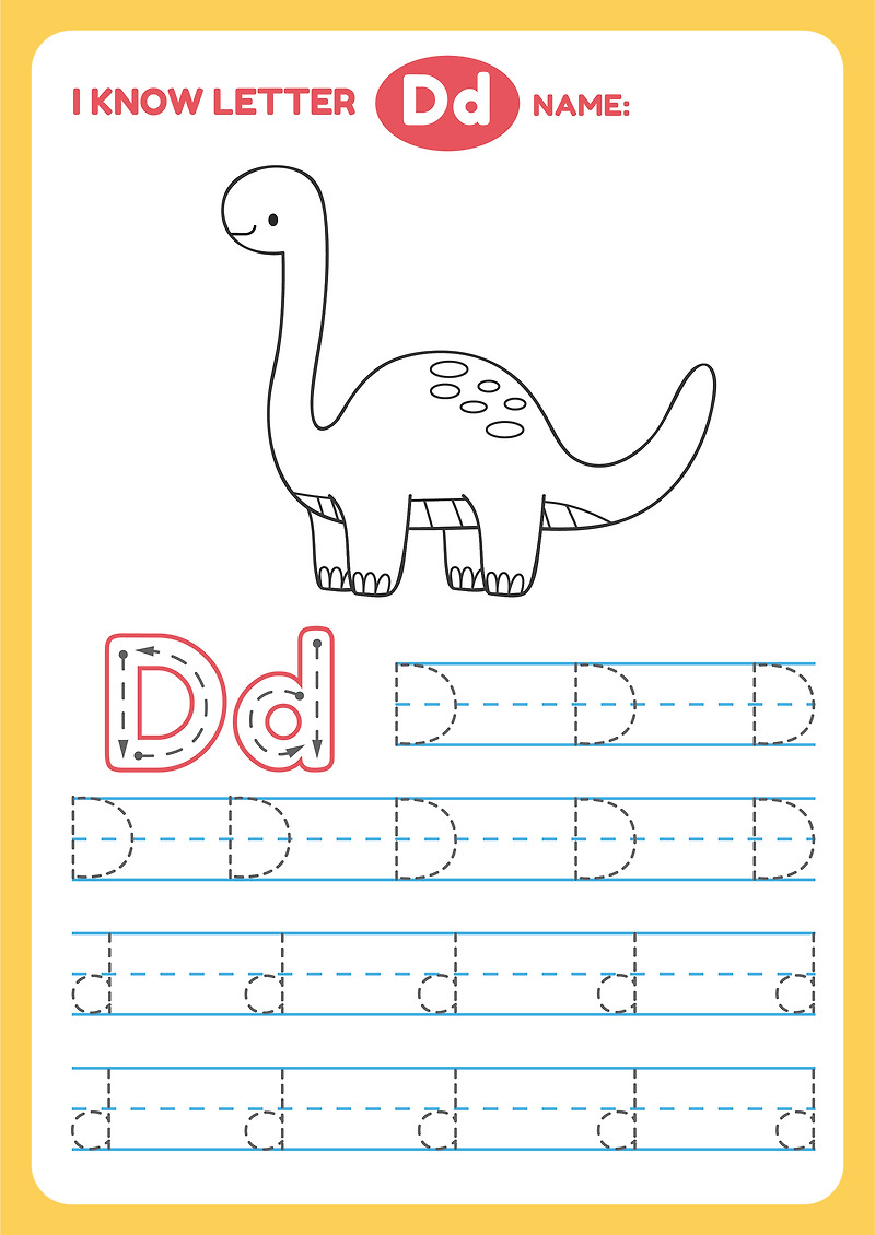 알파벳 대문자 소문자 D 따라쓰기 색칠공부 영어 유아 무료 활동지