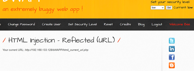 A1 - Injection : HTML Injection - Reflected (Current URL) 미완성