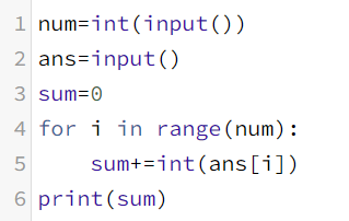 [백준]11720번(python)-숫자의 합