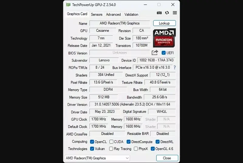 그래픽카드 정보 확인 GPU-Z v2.54.0 / ASUS ROG Themed