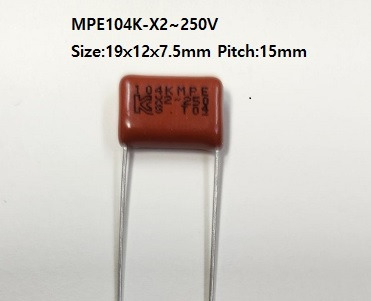 MPE104K-X2~250V, 104K AC250V, MPE824K-X2~250V, 824K AC250V, Film Capacitor