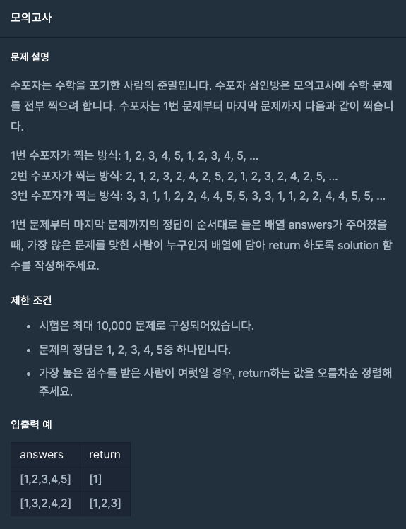 (Python/LV1) 모의고사