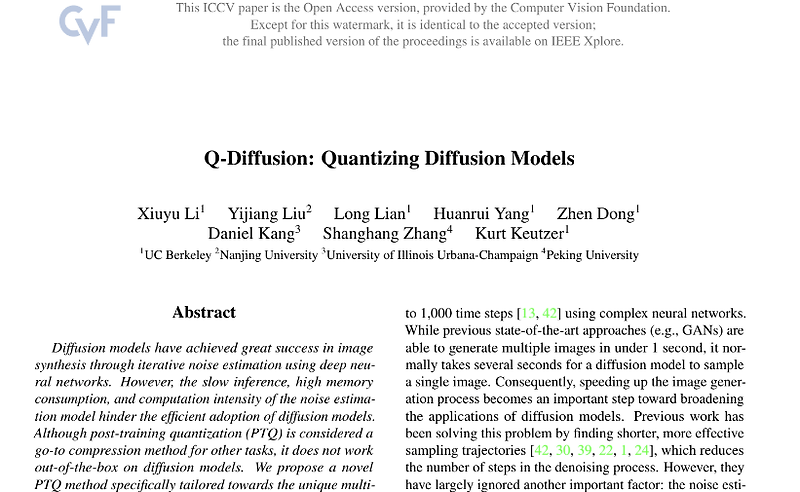 Q-Diffusion : Quantizing Diffusion Models﻿ _ICCV_2023 논문 리뷰