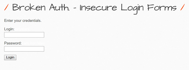 Broken Auth - Insecure Login Form