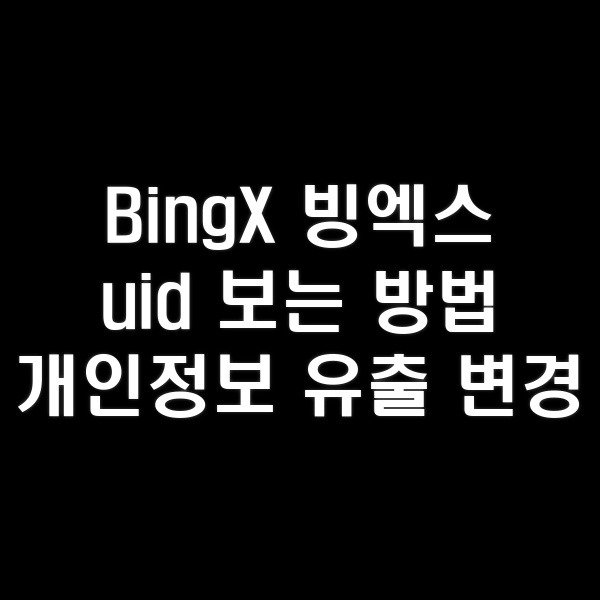 BingX 빙엑스 uid 보는 방법 | 개인정보 유출 | 변경 가능여부