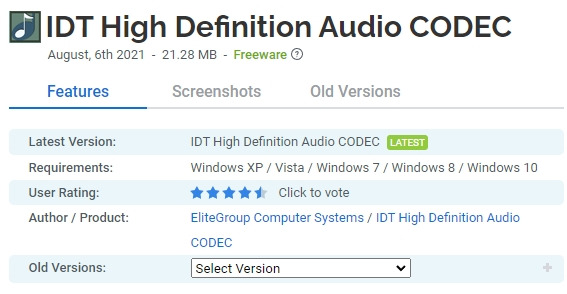 IDT High Definition Audio CODEC 무료 다운로드