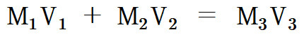 M1V1 + M2V2 = M3V3