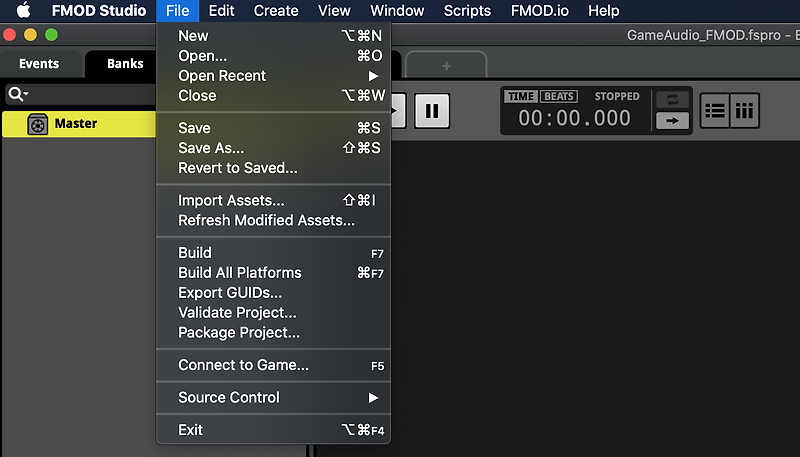 FMOD Project 시작하기