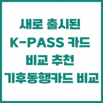 새로 출시된 K-PASS 카드 비교 추천 | 기후동행카드 비교