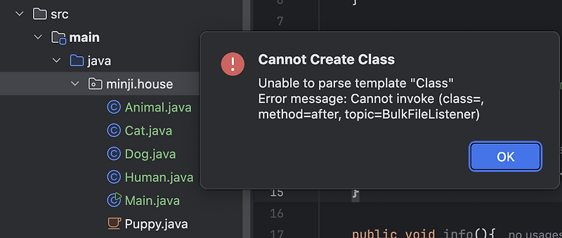 [intellij] Project Clean 프로젝트 클린 Cannot Create Class 오류