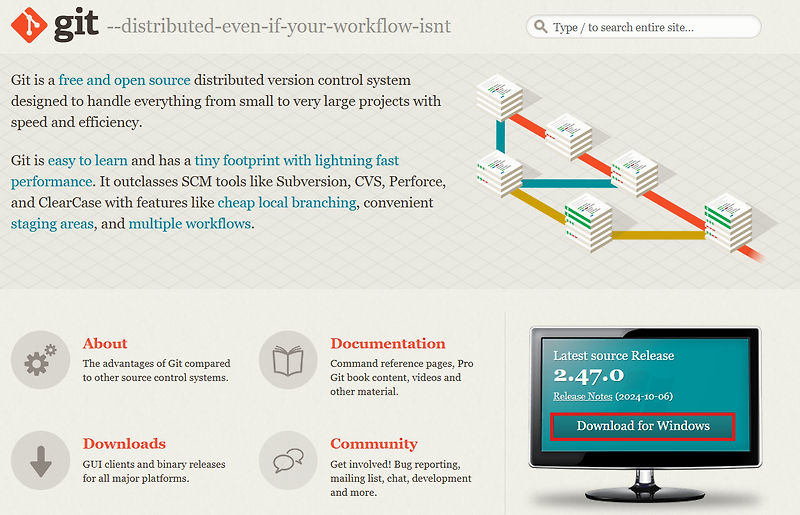 2-1. 깃 설치법 Git Installation, 깃과 깃허브 Git & GitHub