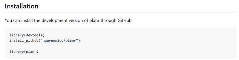 Install "planr" package in Rstudio