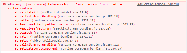 ReferenceError: Cannot access 'form' before initialization