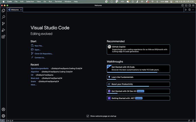 [VSCode] Mac에서 Visual Studio Code 세팅하기 - #2. Visual Studio Code 뜯어보기