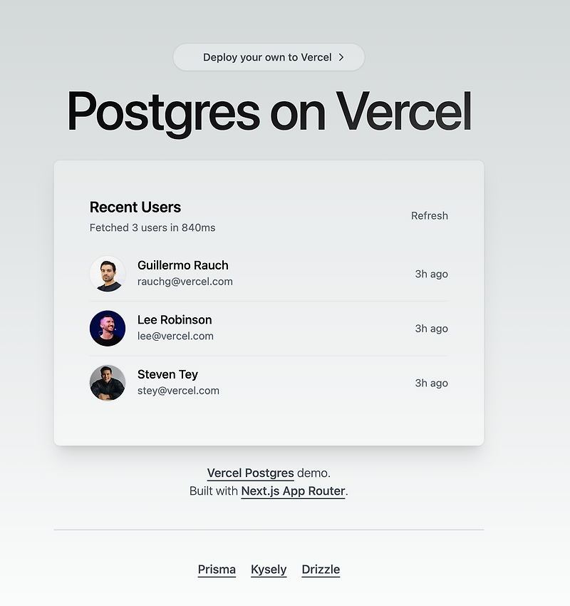 Vercel Storage Postgres 테스트