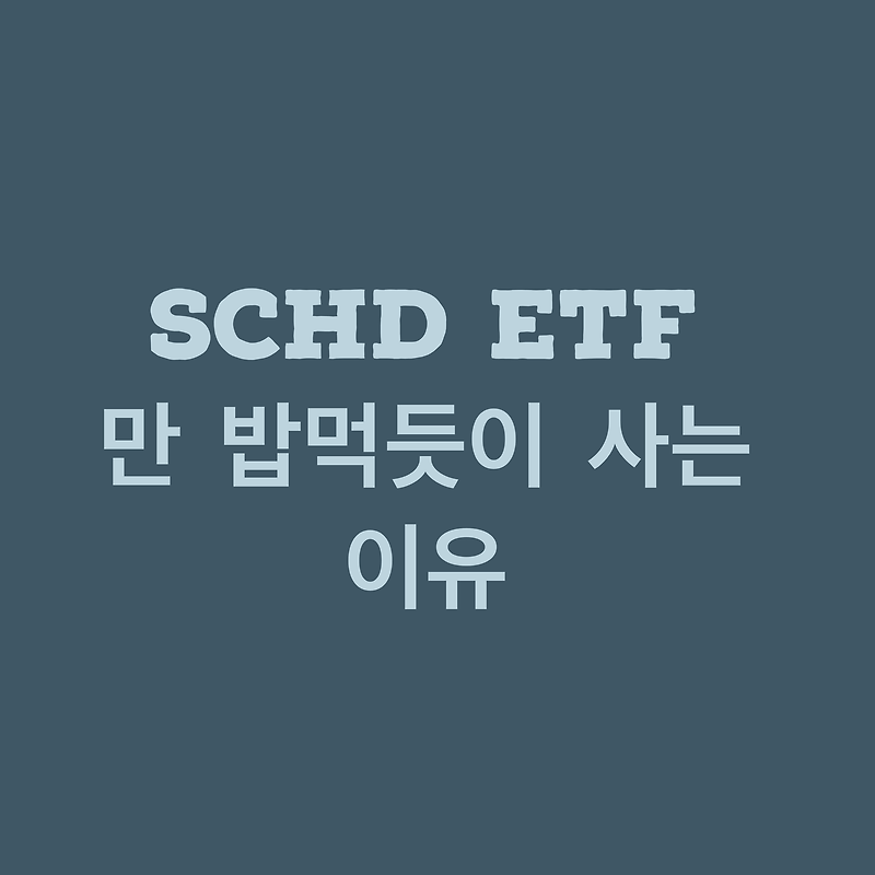 내가 SCHD etf 만 주야장천 사는 이유