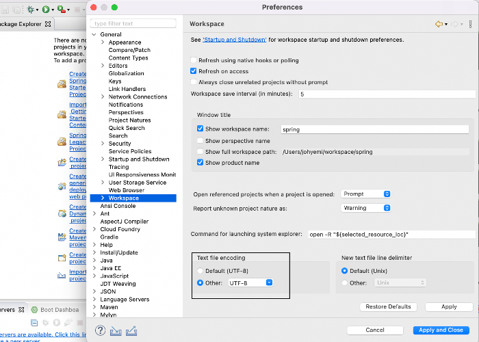 Spring 환경설정 (UTF-8설정/ 자동 업데이트/DTD/Maven Repository 변경)