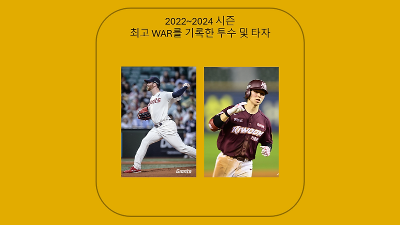 2022 시즌부터 2024 시즌까지. 최근 3시즌간 KBO 최고 WAR를 기록한 투수와 타자는 누구일까?