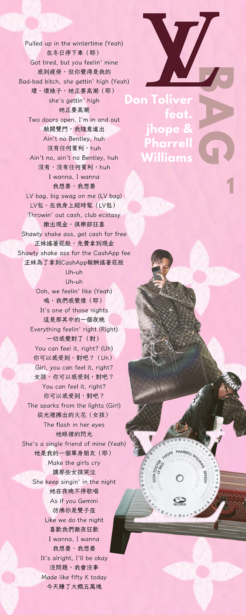 LV Bag (feat. j-hope of BTS & Pharrell Williams) - Don Toliver 繁中歌詞