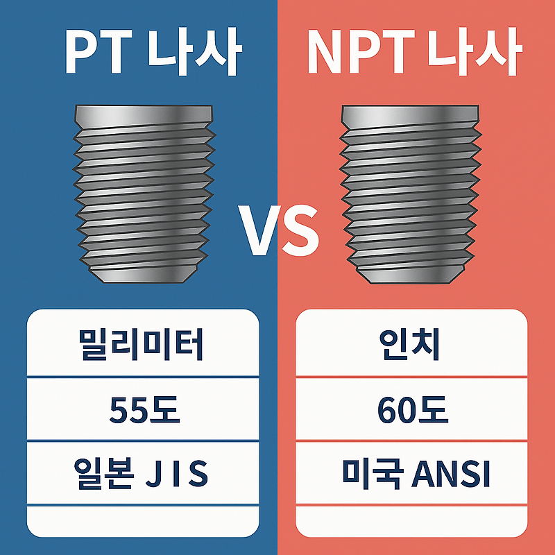 PT 나사와 NPT 나사의 차이점 – 실무자가 꼭 알아야 할 기준 정리