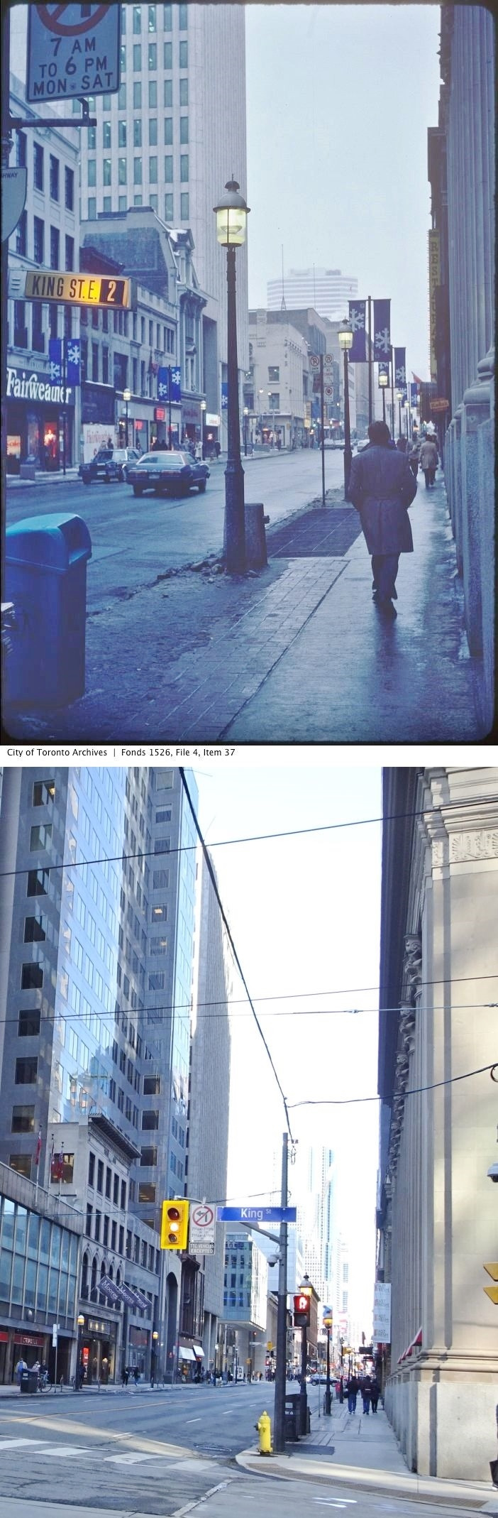 도심 비교. Corner of Yonge & King Streets, facing north - 1984 & 2022