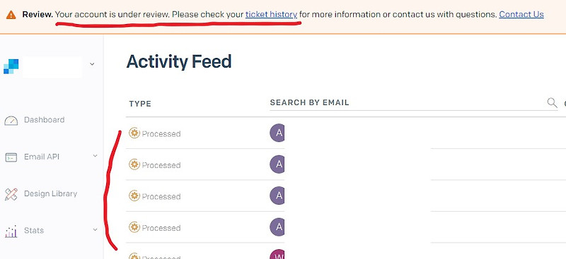 sendGrid 메일 전송안되는 오류 (Processed에 멈춰 있음)