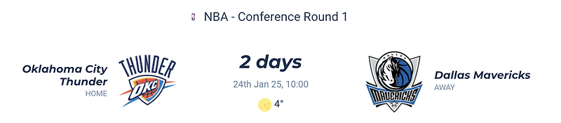 1월 24일 오클썬더 vs 댈러매버 경기분석 및 예측