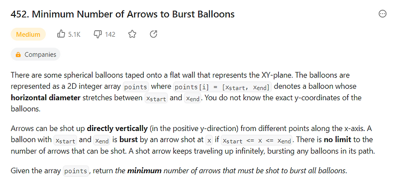 452. Minimum Number of Arrows to Burst Balloons (해석 + 풀이) :: 개발자 Lim