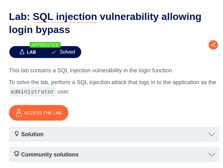 Lab: SQL injection vulnerability allowing login bypass :: 공부용 블로그 입니다.