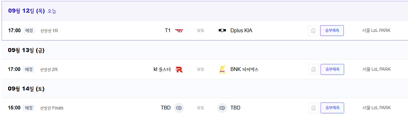 2024년 롤드컵 선발전 T1, DK, KT, BNK 방식과 경기일정 안내