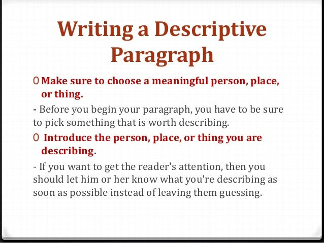Descriptive paragraph person