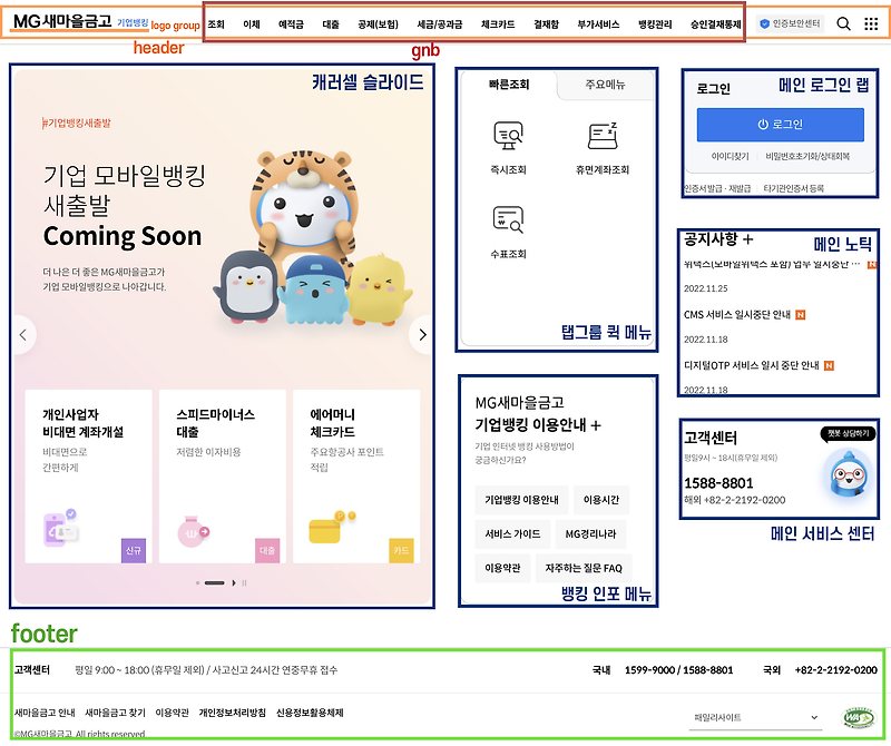 [코드스테이츠 PMB 15기] W7D1 / MG새마을금고 랜딩 페이지 분석해보기