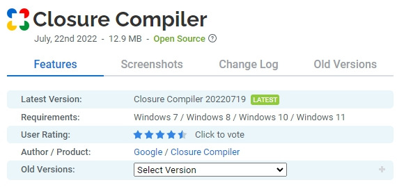Closure Compiler 무료 다운로드