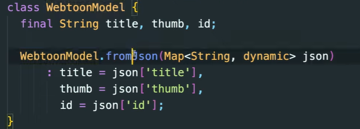 [노마드코더: Flutter 로 웹툰 앱 만들기] #6.3 fromJson