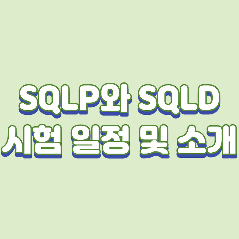 2024 SQLP와 SQLD 시험 일정 및 소개