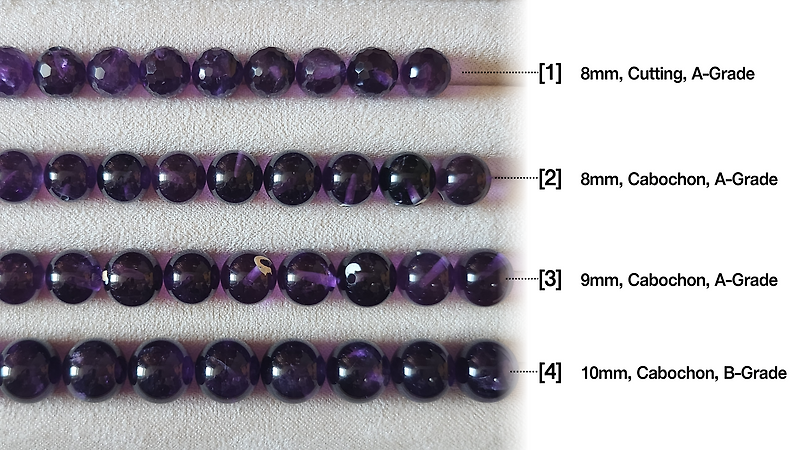 Amethyst Half-hole Beads for Earrings and Pendant: 8,9,10mm