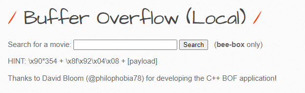 비박스(bWAPP) A9 Buffer Overflow (Local)