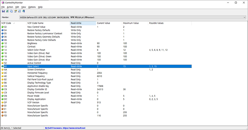 ControlMyMonitor - 프로그램으로 모니터 입력 바꾸기 :: 작은경험저장소